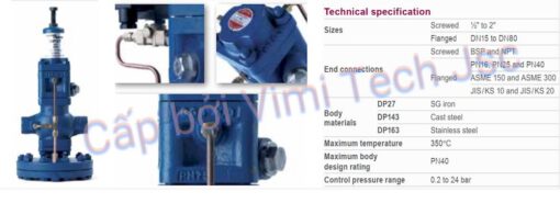 Van giảm áp Spirax Sarco DP143 | DN15 - DN80 | Bích - Ren