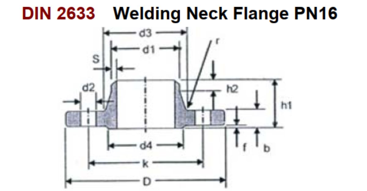 DIN 2633 PN16 Flange - Bích cổ hàn từ DN10 đến DN2000
